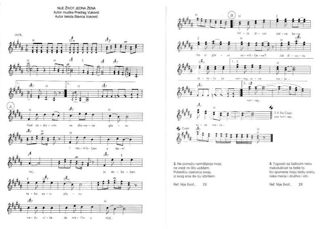 NOTE | DOMACE I STRANE: NIJE ZIVOT JEDNA ZENA AKORDI NOTE