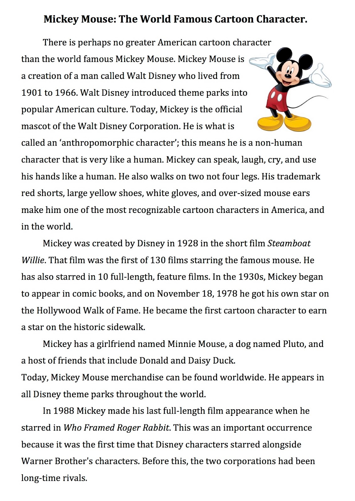 First Year English Reading: 4. Mickey Mouse