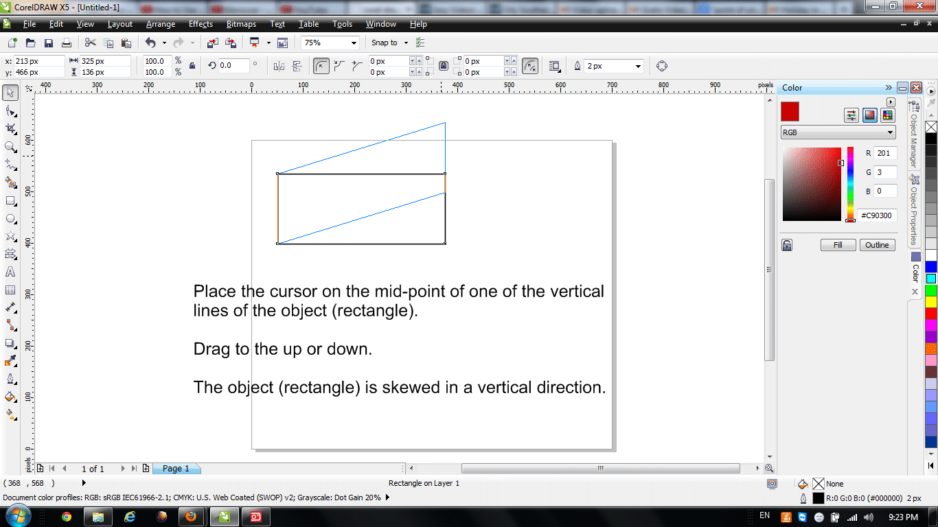 Graphic Tutorials Coreldraw Basics Use The Pick Tool To Skew Objects