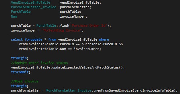 Inside Microsoft Dynamics AX: Job to post pending vendor invoice through X++ code in D365FO
