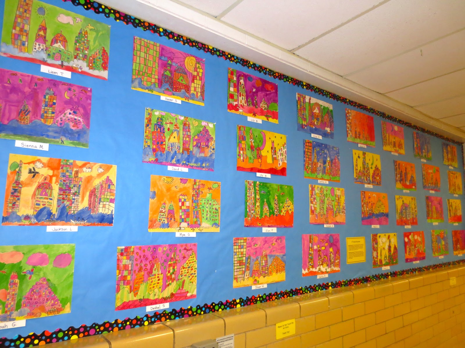 Zilker Elementary Art Class: Second Grade Cityscape Paintings