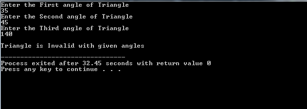 Write a program to check whether a triangle is valid or not, when the ...