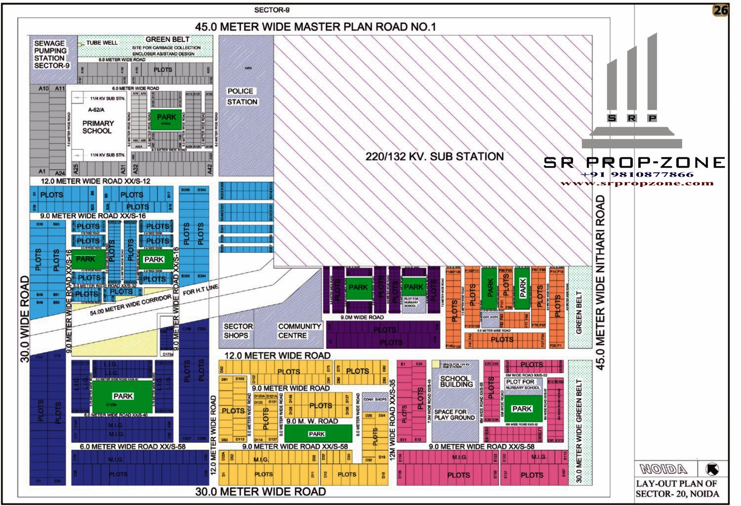 Layout Plan of Noida Sector-20 HD Map