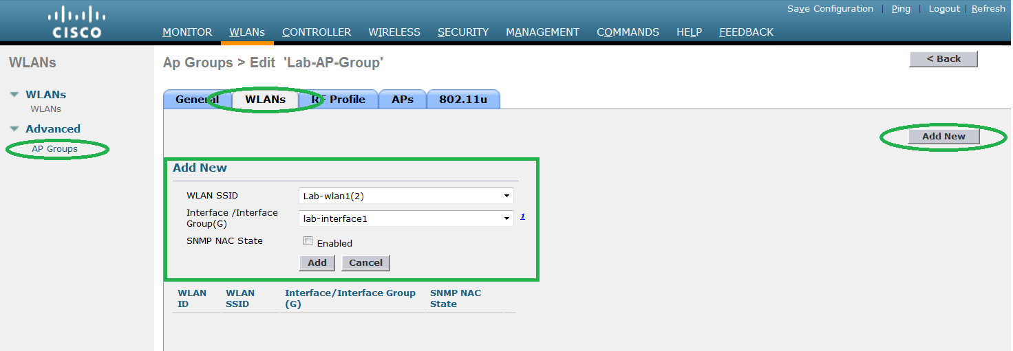 Networklearner: AP group configuration - Cisco WLC