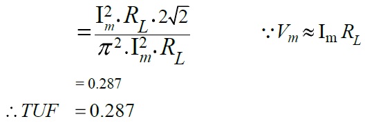 Half-wave rectifier Transformer Utilization Factor