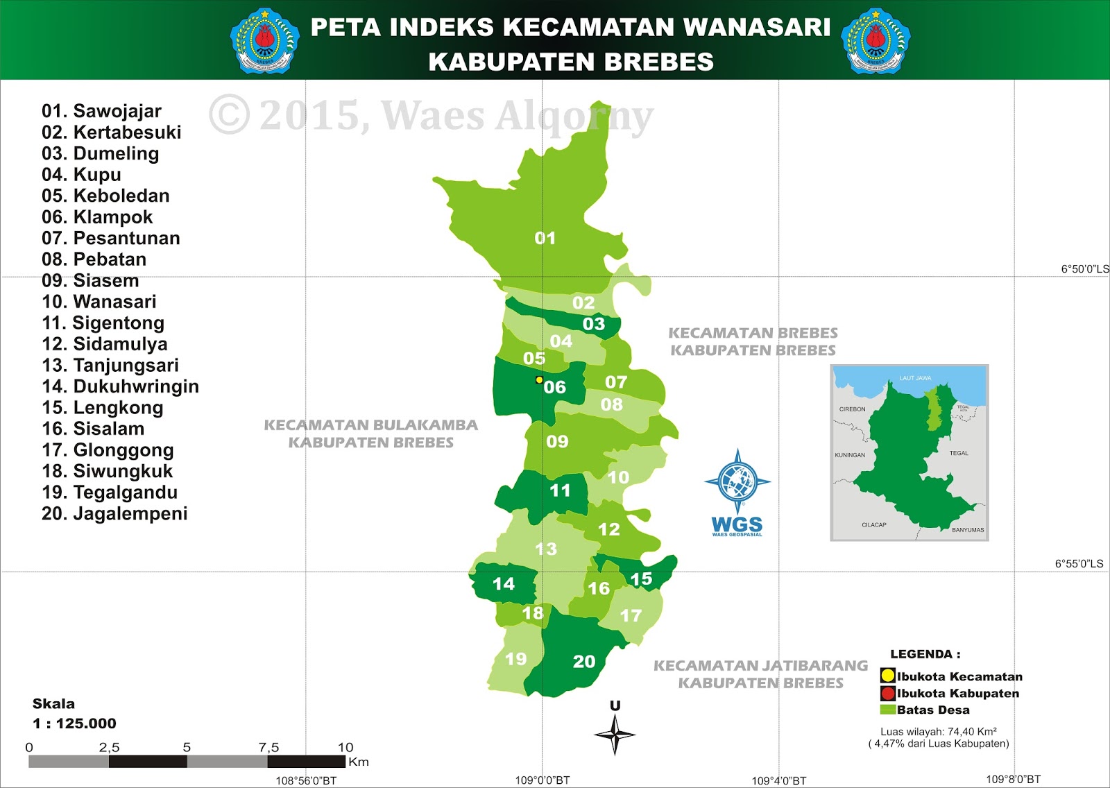 Peta Indeks Kecamatan Wanasari - Brebes - Gudang Tutorial
