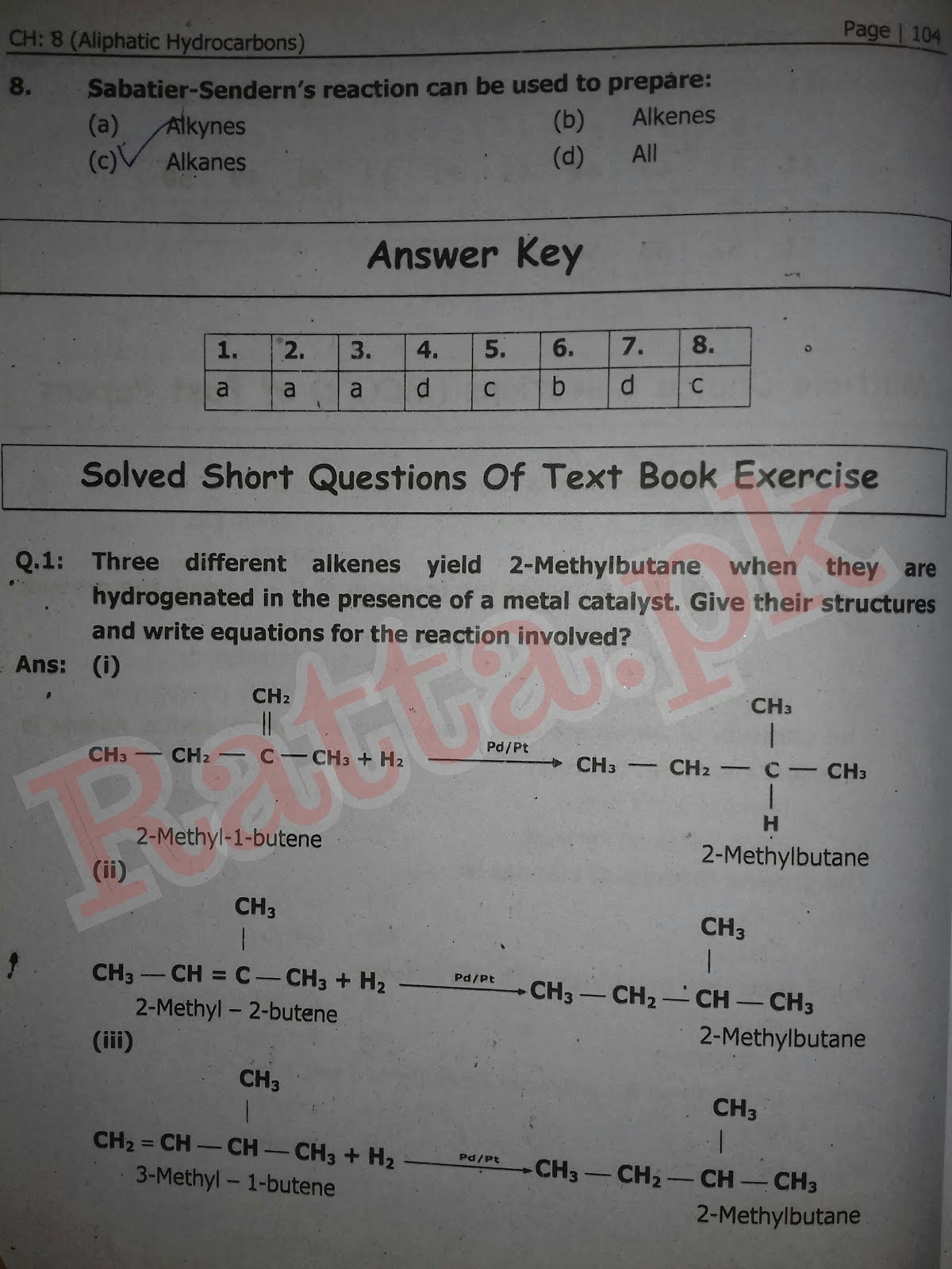 FSc 2nd Year Chemistry Chapter 8 Notes [MCQs & Short Questions ...