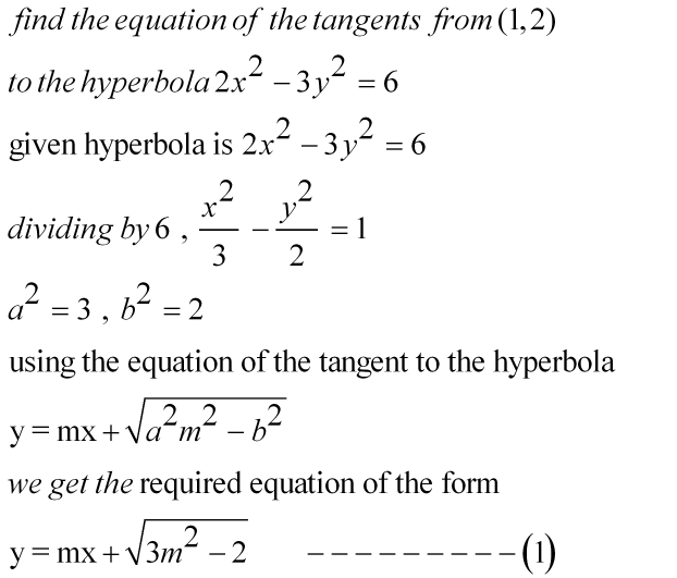 mixture: to find the equation of the tangents that can be drawn from a ...