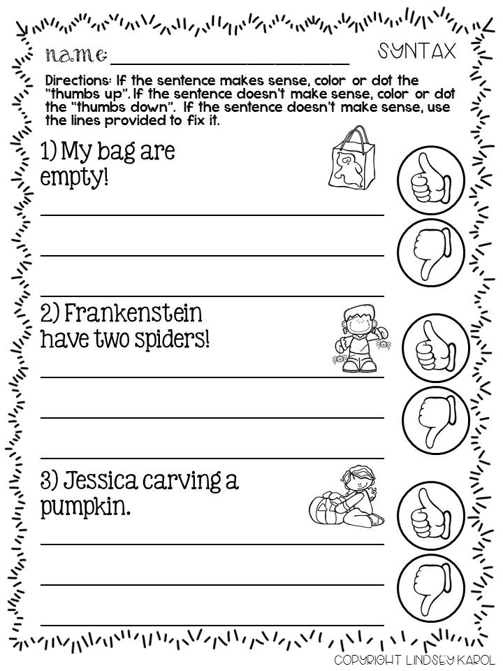 Word Nerd Speech Teach: (FREEBIE) No Prep Find and Fix Syntax ...