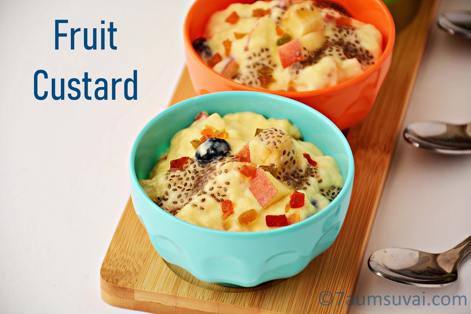 Fruit custard/ Fruit custard with chia seeds / Fruit custard with tutti ...