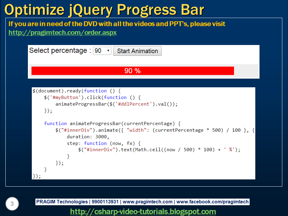 Sql server, .net and c# video tutorial: optimize jquery progress bar