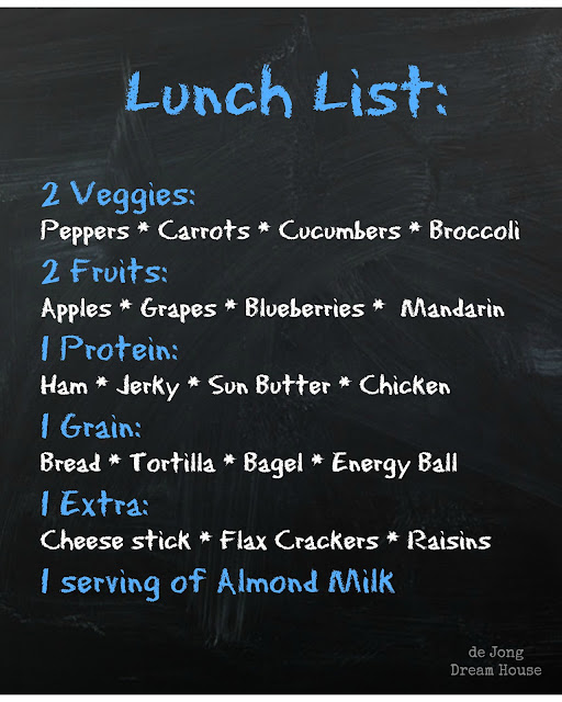 de Jong Dream House: Free Printable | Lunch List