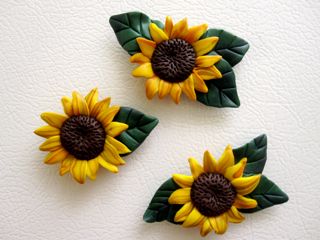 Creator's Joy: Polymer clay sunflower magnets make a fun fall project!