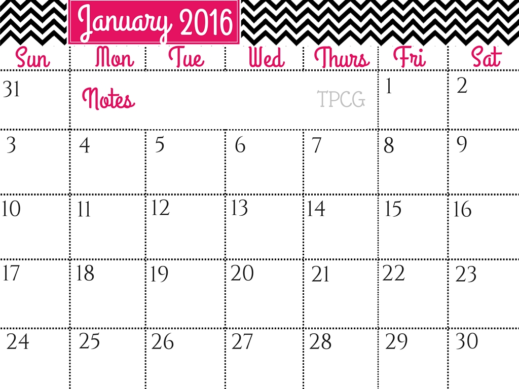 January 2016 Free Printables - The Pretty City Girl