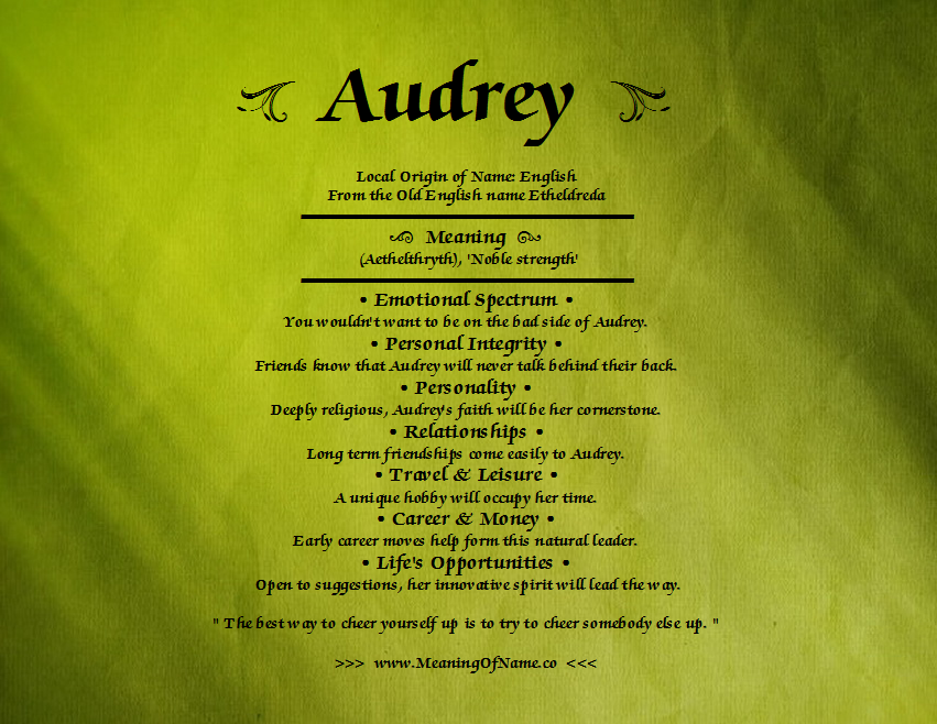 Audrey - Meaning of Name
