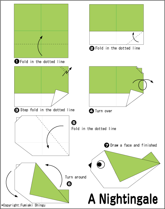 Origami A Nightingale - Easy Origami instructions For Kids