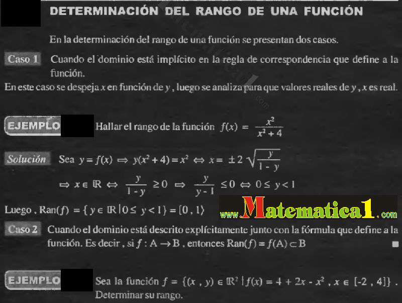 CÁLCULO DEL RANGO DE FUNCIONES EJERCICIOS RESUELTOS