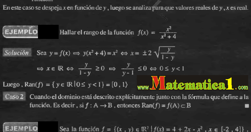 RANGO DE UNA FUNCION EJERCICIOS RESUELTOS