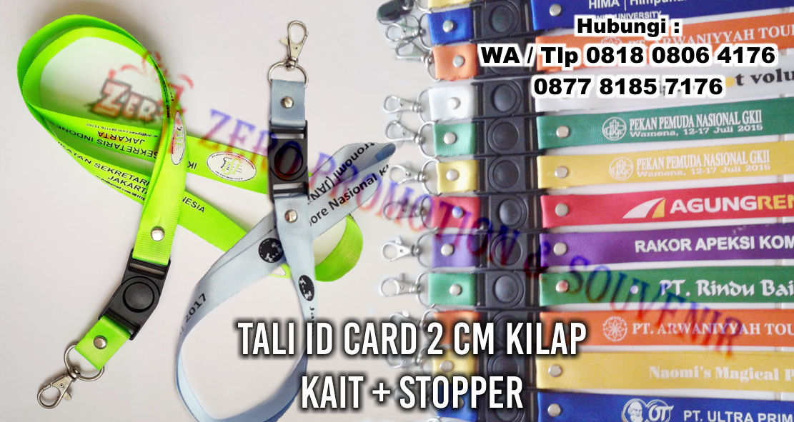 Tali ID Card 2 cm Kilap Kait + Stopper | zeropromosi | souvenir barang ...