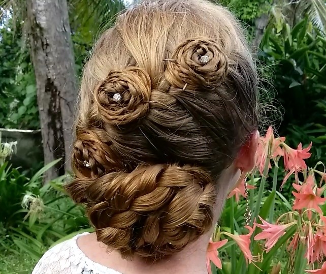 Braids & Hairstyles for Super Long Hair: French Roses Braided Updo
