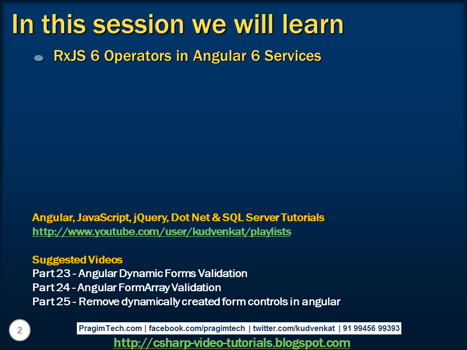Sql Server Net And C Video Tutorial Rxjs Operators In Angular Services Slides