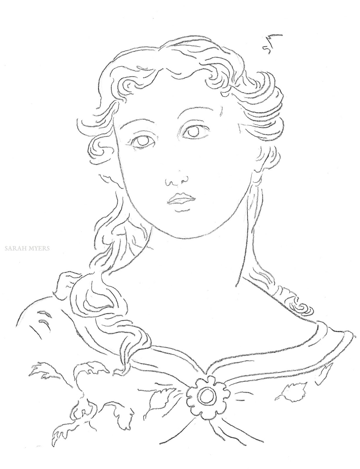The Other Oeuvre: Line Drawings - Baroque Mantle, Lady with Feathers ...
