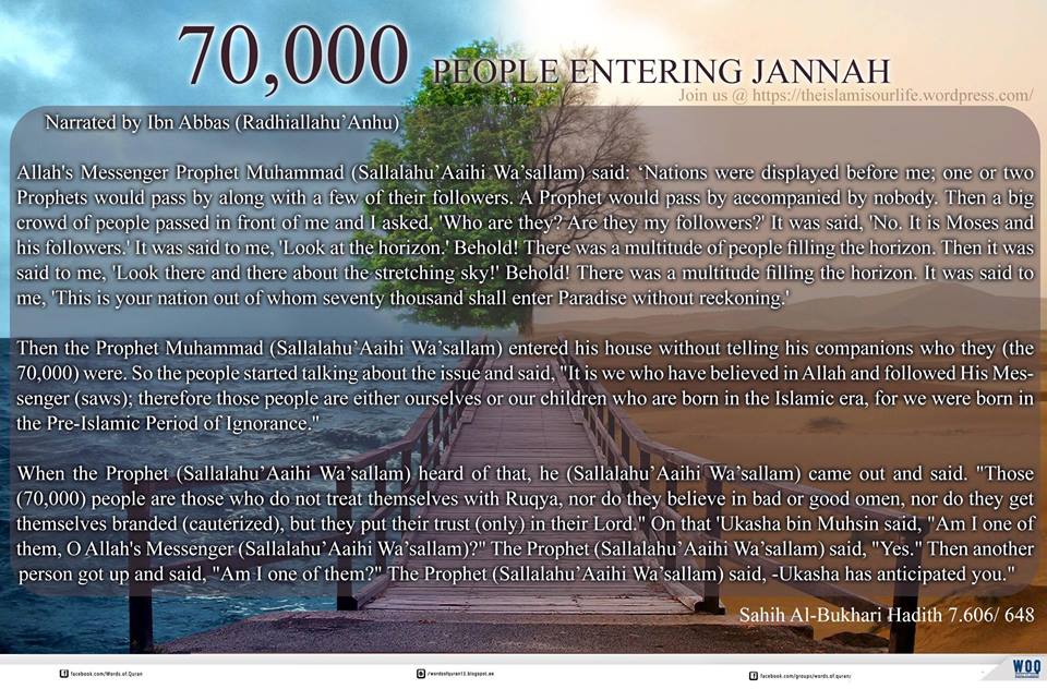 Words Of Qur'an: 70,000+ PEOPLE ENTERING JANNAH [HADITH]