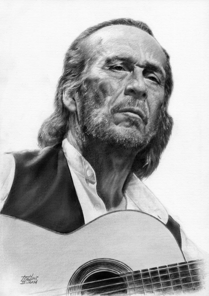 Retratos a carbón y grafito: Paco de Lucía