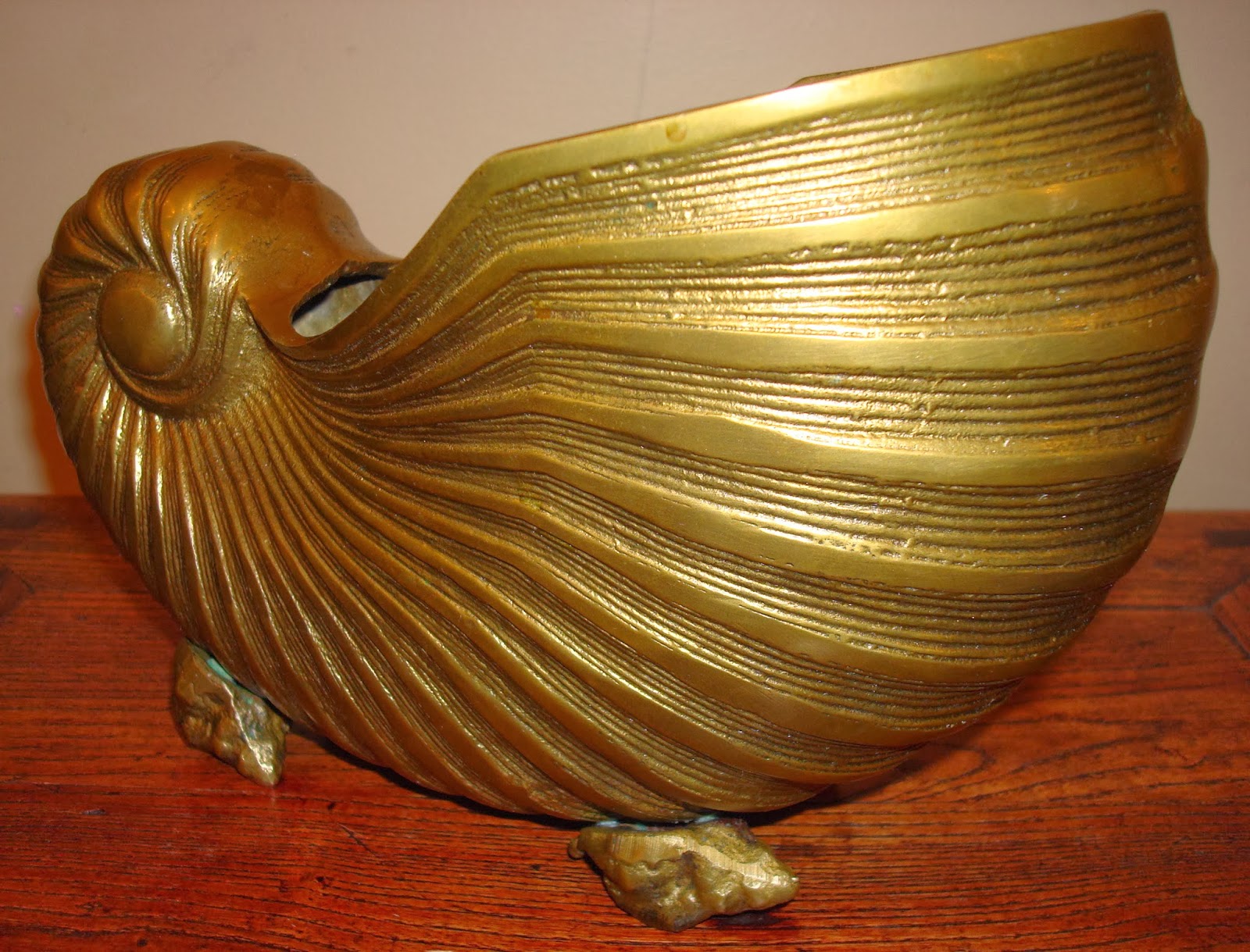 Era Antiques: Vintage Solid Brass Nautilus Shell with Brass Snail Shell ...
