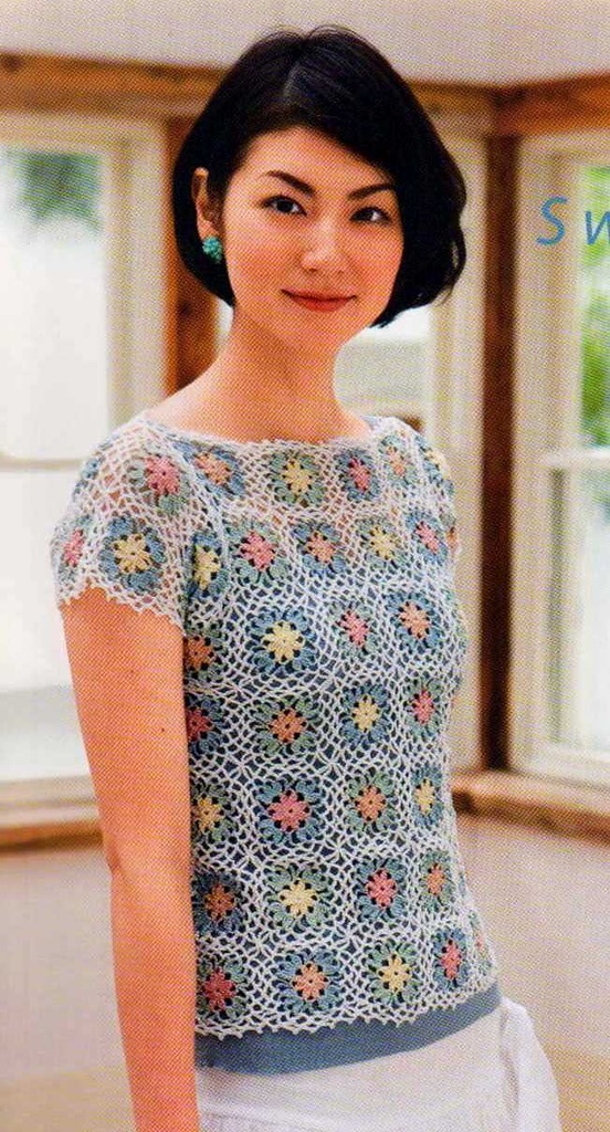 crochelinhasagulhas: Blusa colorida de crochê