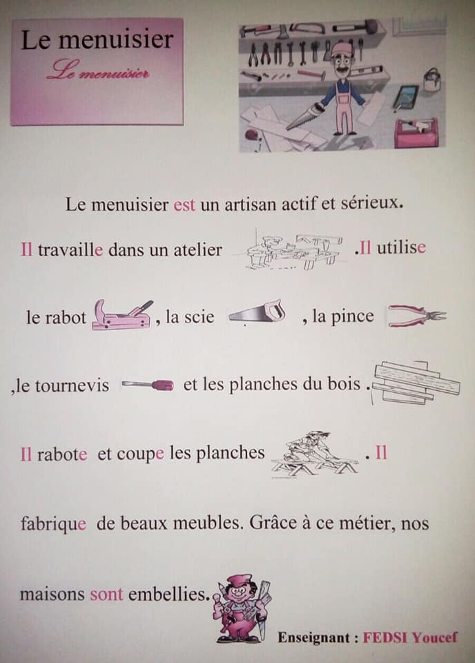 Modèles de productions écrites pour les élèves 6eme année "les métiers ...