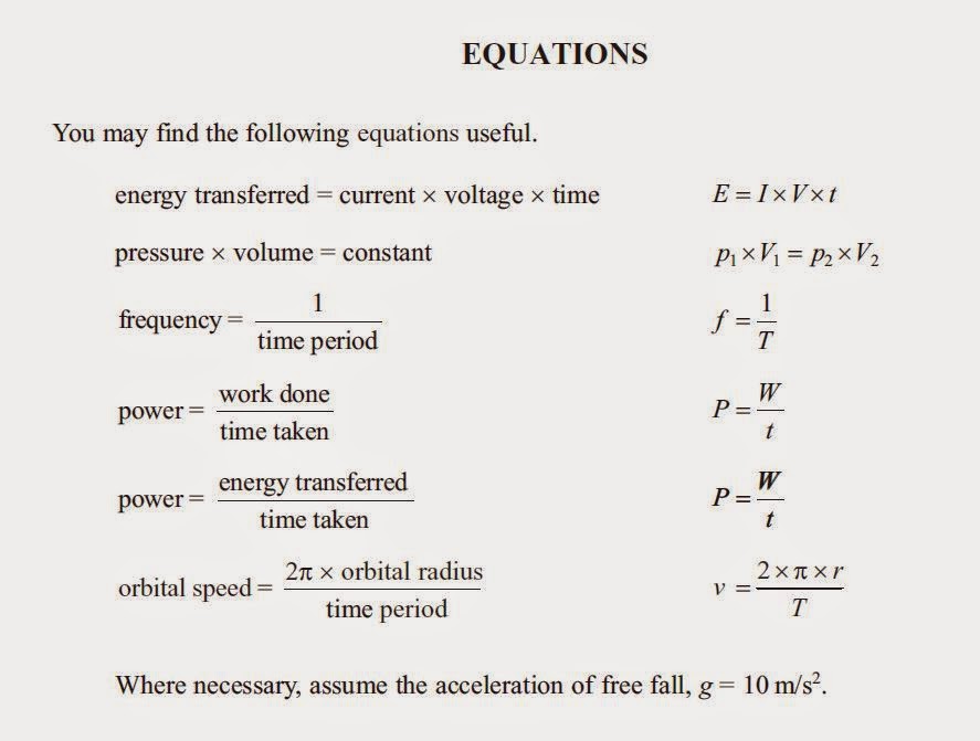 iGCSE Physics: Formulae