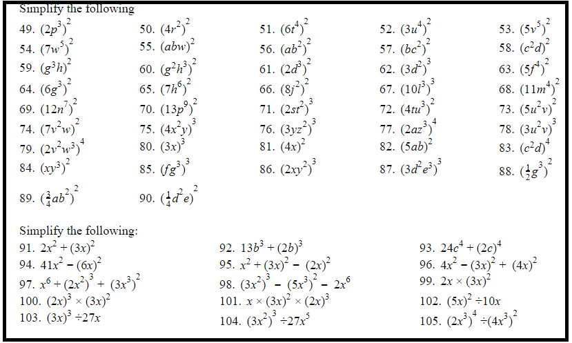 Resourceaholic: Algebra Exercises