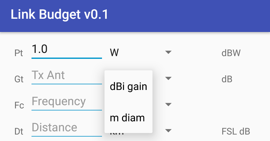 lowSNRblog: Android App for RF and Optical Link Budgets