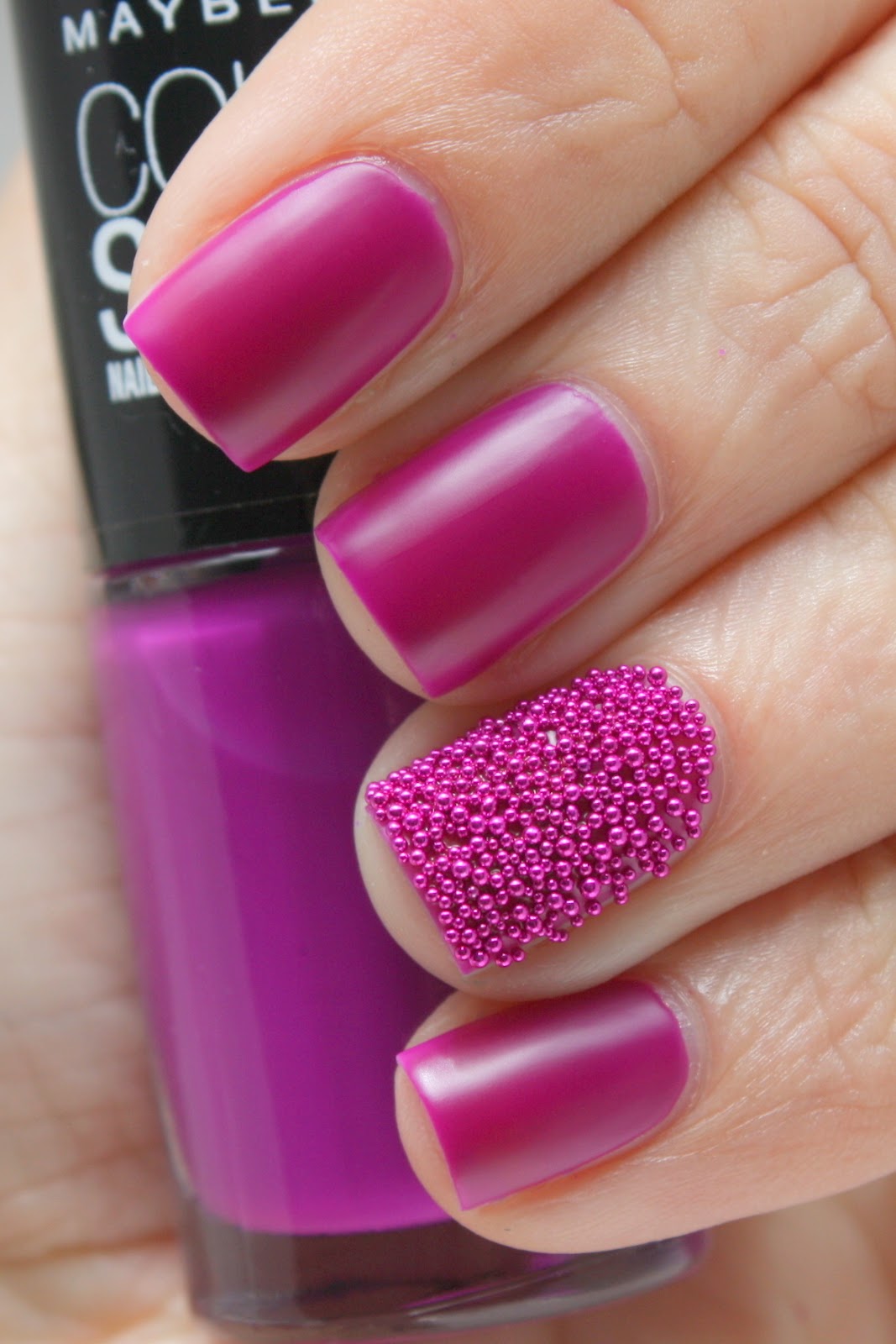 Grape Fizz Nails: Fuchsia Fever Maybelline Microbeads Mani
