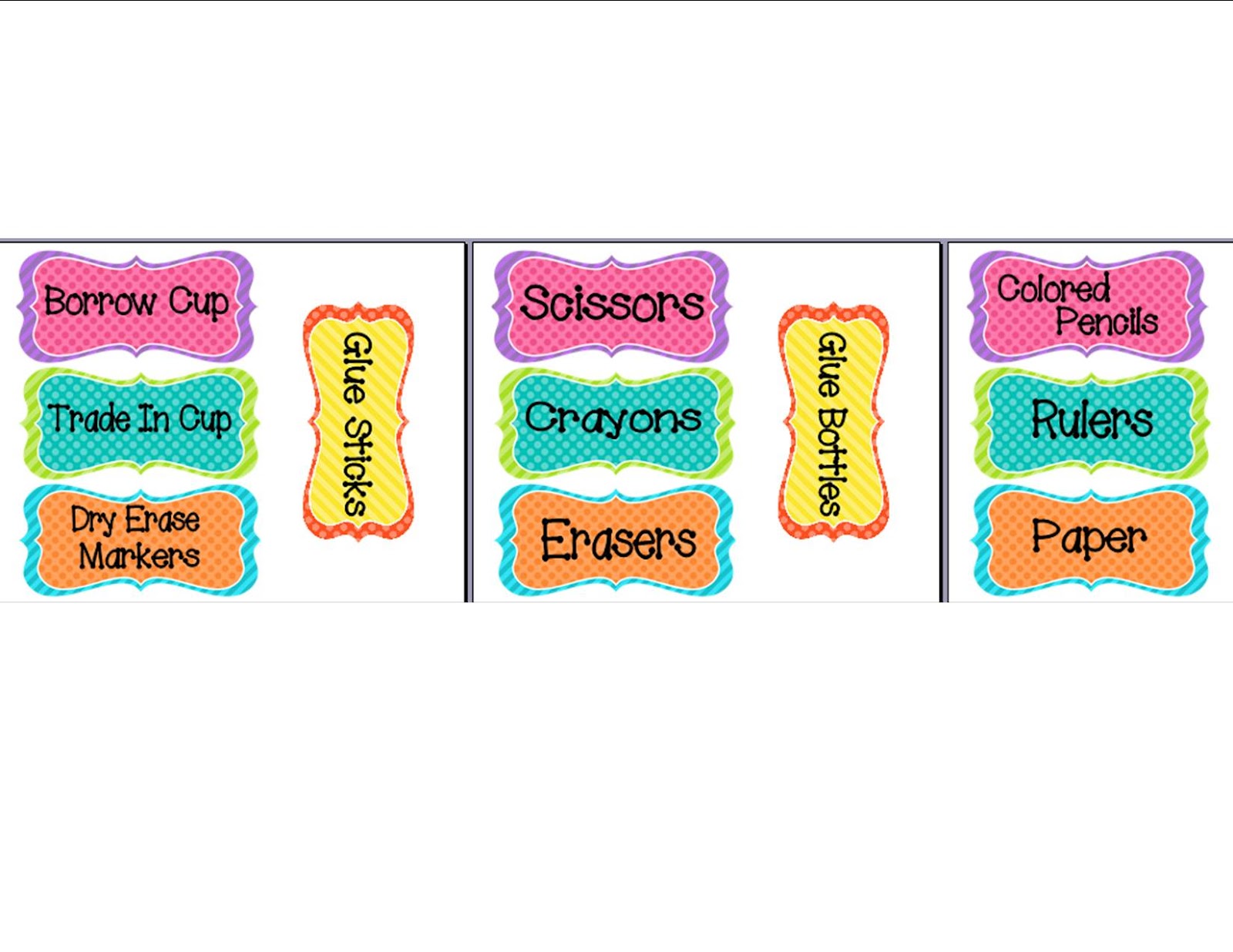Classroom Freebies Too: Classroom Supply labels