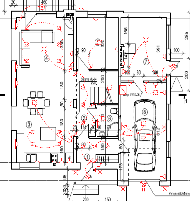 Gulbinų namai: Elektros instaliacija, silpnosios srovės, signalizacija