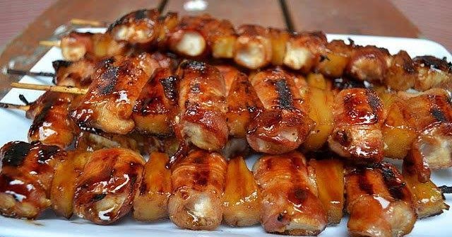recipes cooking: Bacon-Wrapped Teriyaki Chicken Skewers
