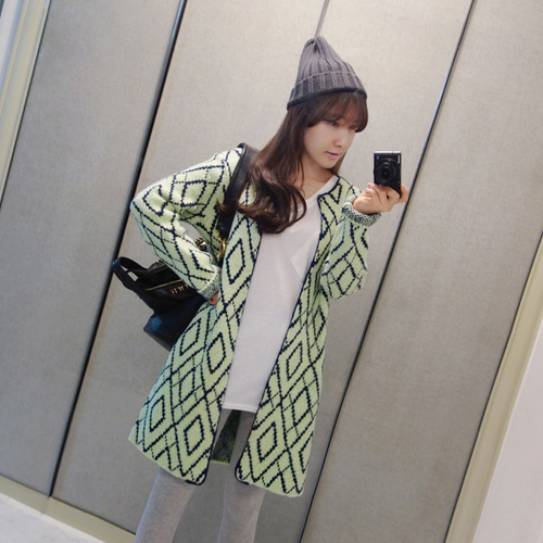 [Miamasvin] Knit Diamond Pattern Coat | KSTYLICK - Latest Korean ...