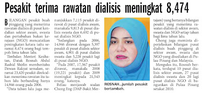 e-Aduan Kesihatan: Pesakit terima rawatan dialisis meningkat