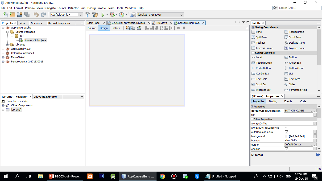 Cara membuat aplikasi konversi suhu menggunakan java GUI - Belajar Koding