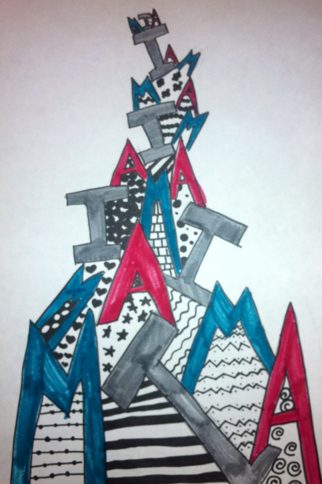 Expression of Imagination: Name Towers by 6th grade