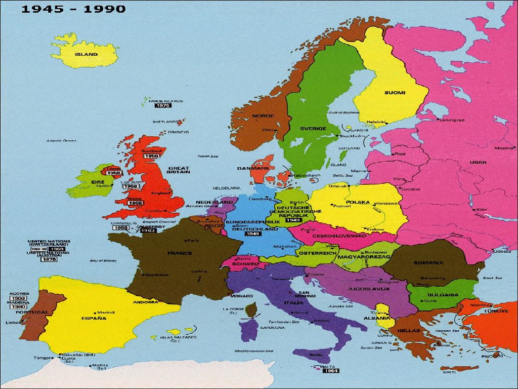 Карта европы 1945 г