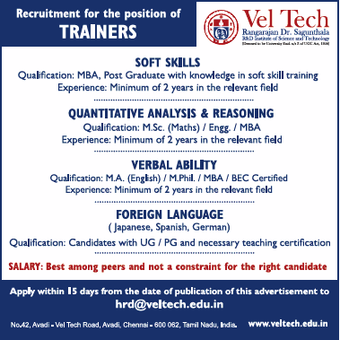 Vel Tech Dr.Rangarajan Dr.Sakunthala R & D Institute of Science and ...
