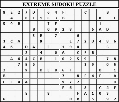 Extreme sudoku printable puzzles - flowerpok