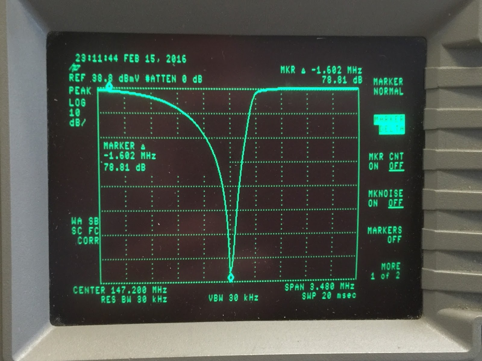 Three cavity notch RX filter for 2 m with 1.6 MHz RX/TX spacing