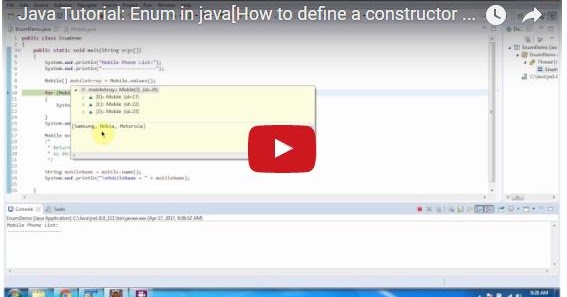 JAVA EE: Java Tutorial: Enum in java[How to define a constructor and method in enum - mobile]