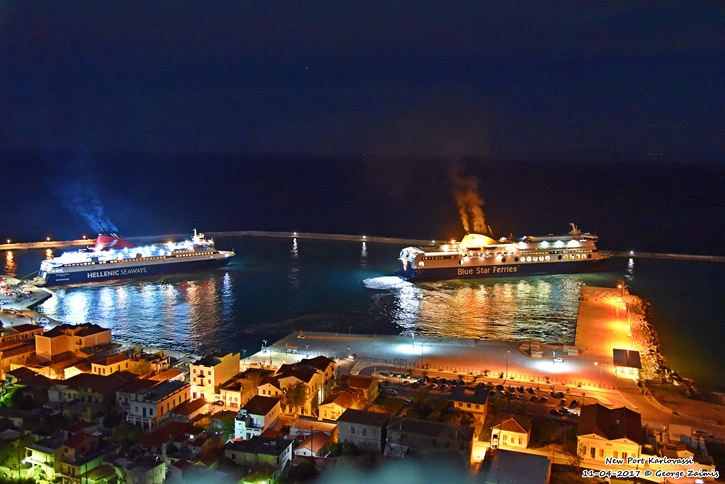 New Port Karlovassi: Νissos Mykonos και Blue Star 2 μεσα στο λιμανι ...