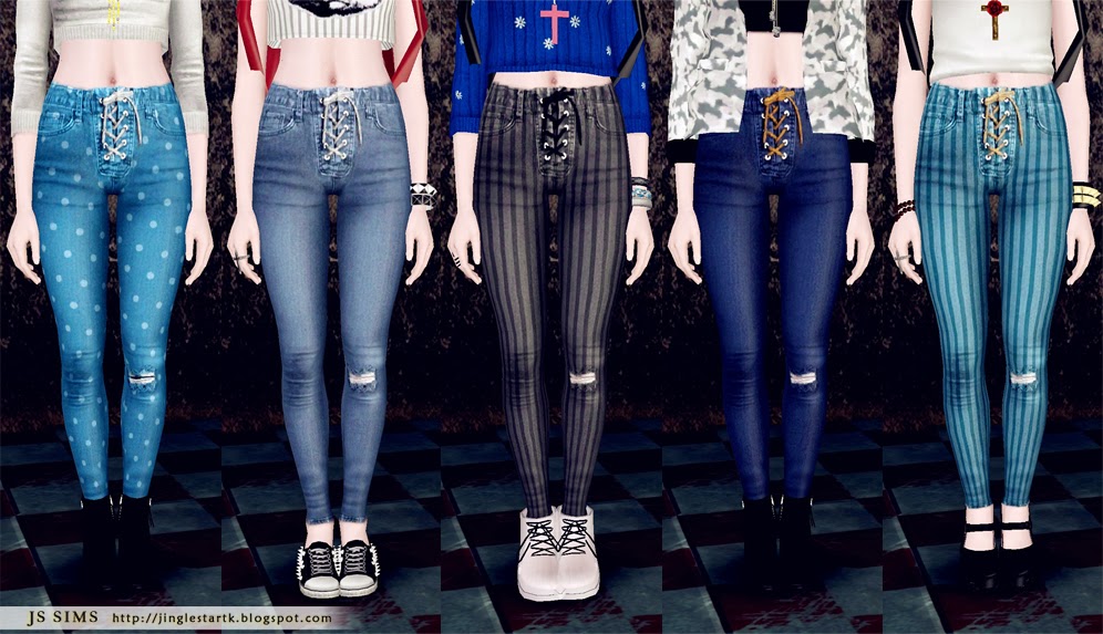 Autumn Sims 3 : Eyelet High Waisted Skinny Jeans by Js sims 3