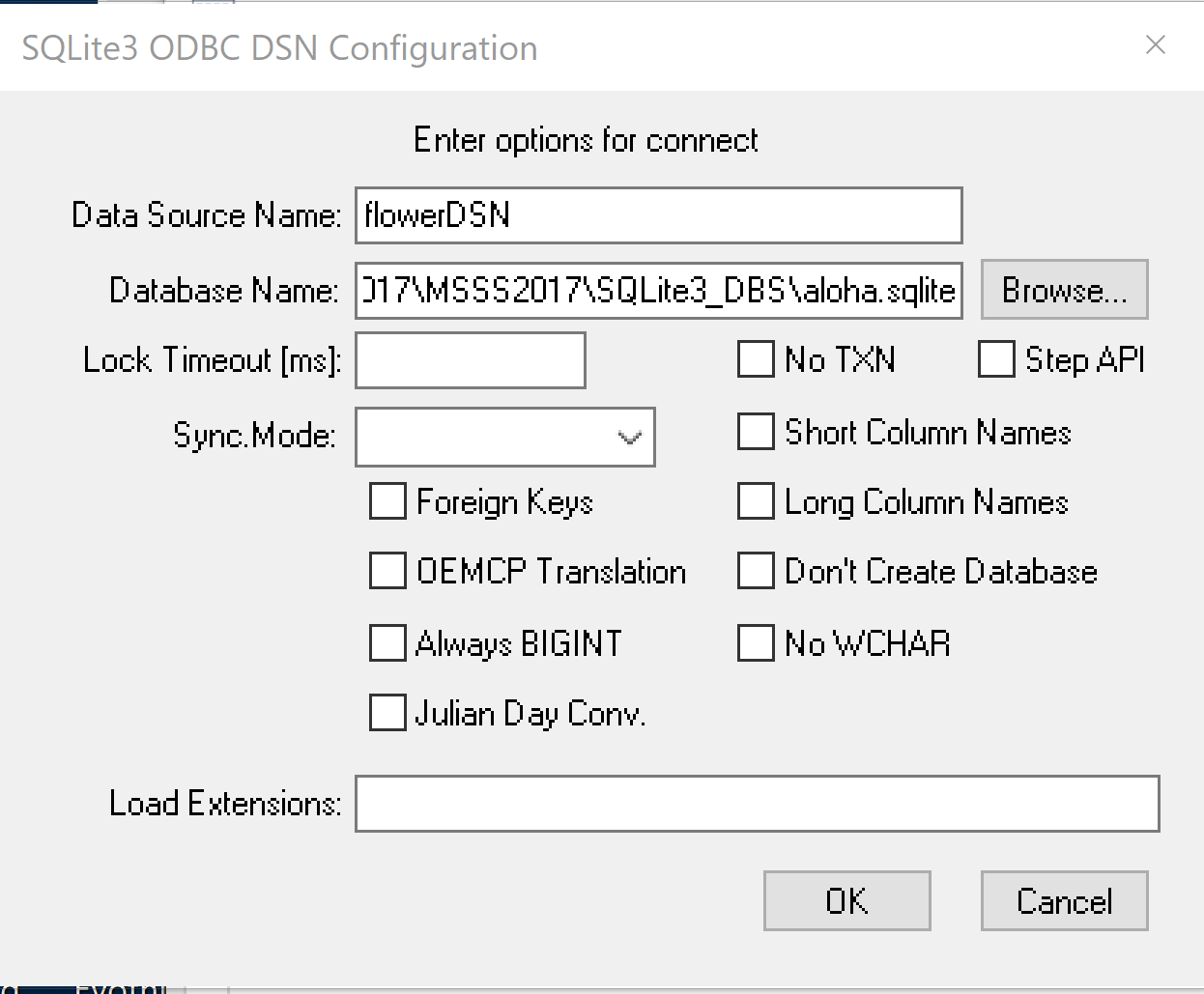 HodentekMSSS: Creating an ODBC DSN for connecting to SQLite database